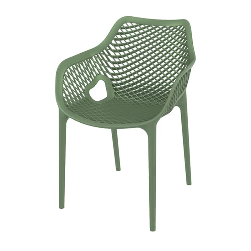Terrasstoel Ariane met arm olijfgroen - Horeca-meubilair.be